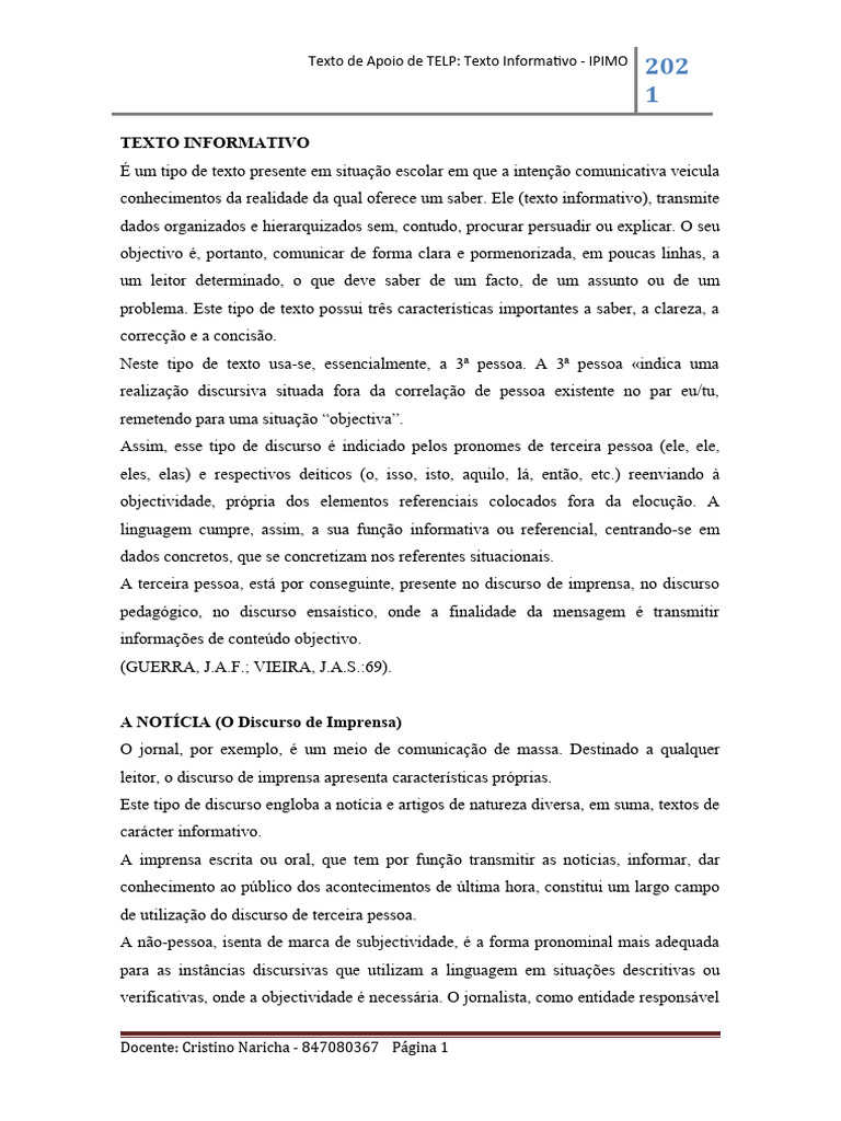 Texto Informativo | PDF | Discurso | Conhecimento