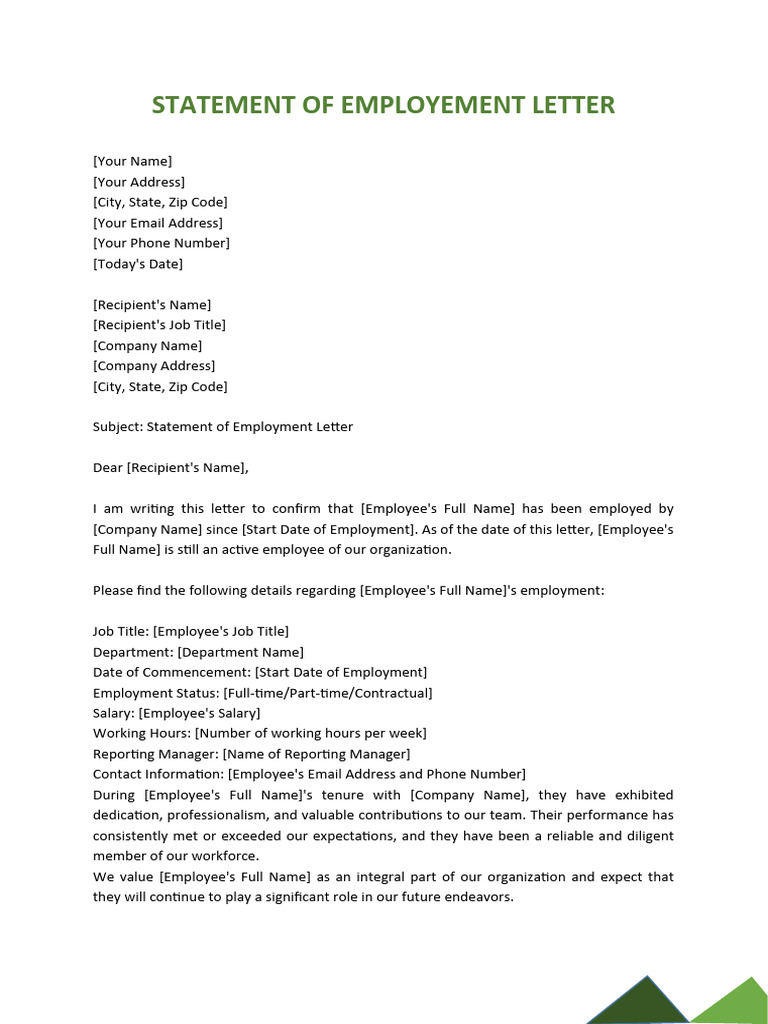 Statement of Employment Letter | PDF | Career & Growth | Business