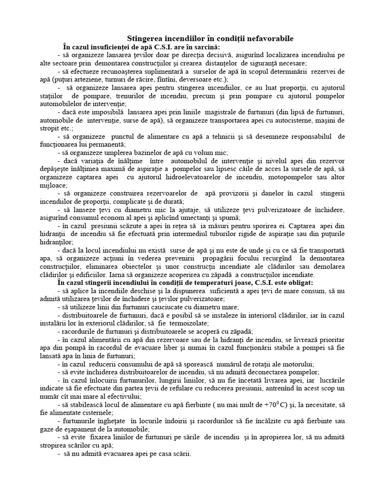 Tema - Stingerea Incendiilor in Conditii Nefavorabile | PDF