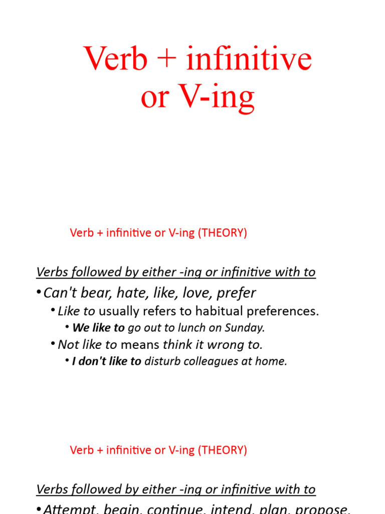 Verb Infinitive or V Ing | PDF