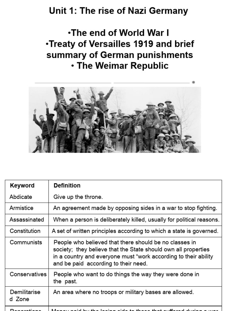 Unit 1 - The Rise of Nazi Germany | PDF | Weimar Republic | Treaty Of ...