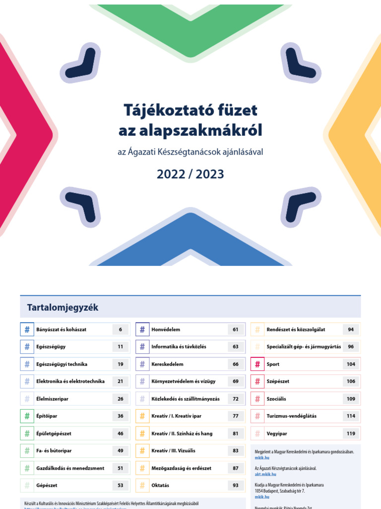 Tajekoztato Fuzet Az Alapszakmakrol 2022 b5 | PDF