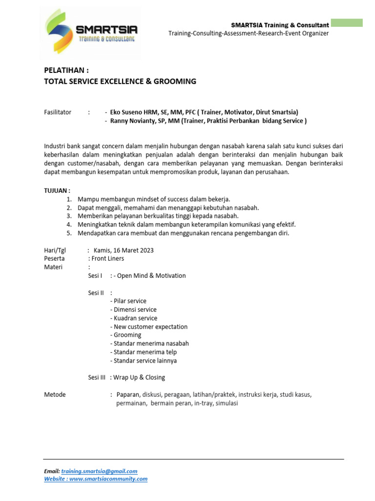 Pelatihan Total Service Excellence Bank | PDF | Karier & Perkembangan ...