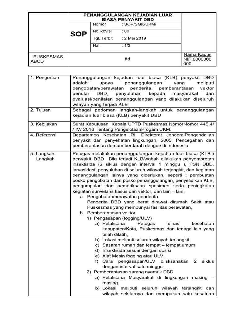 Sop KLB DBD | PDF