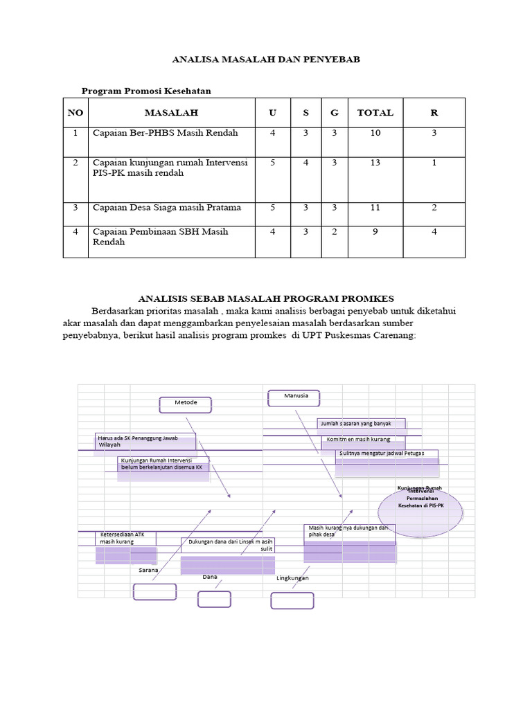 Analisa Masalah Dan Penyebab Promkes | PDF