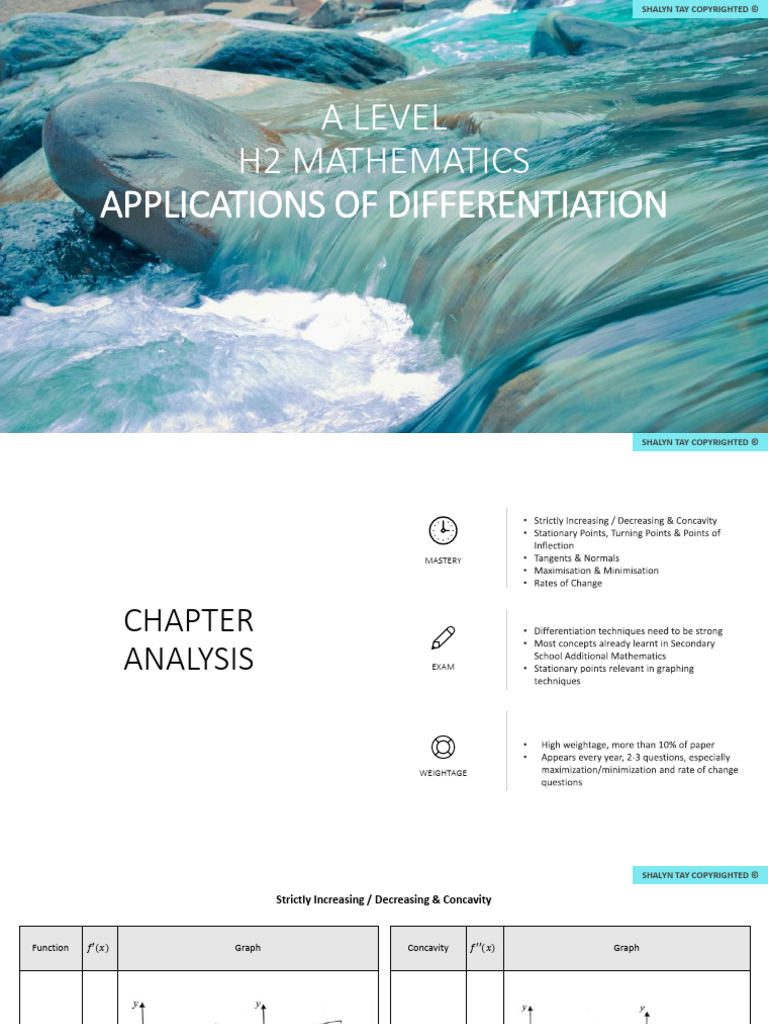(H2 MATH) Chapter 8 - Applications of Differentiation | PDF