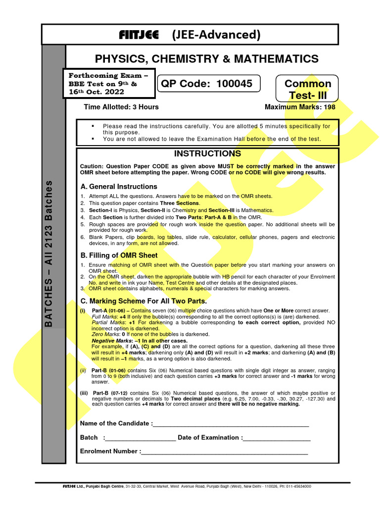 Common Test 3 - 26 09 22 | PDF