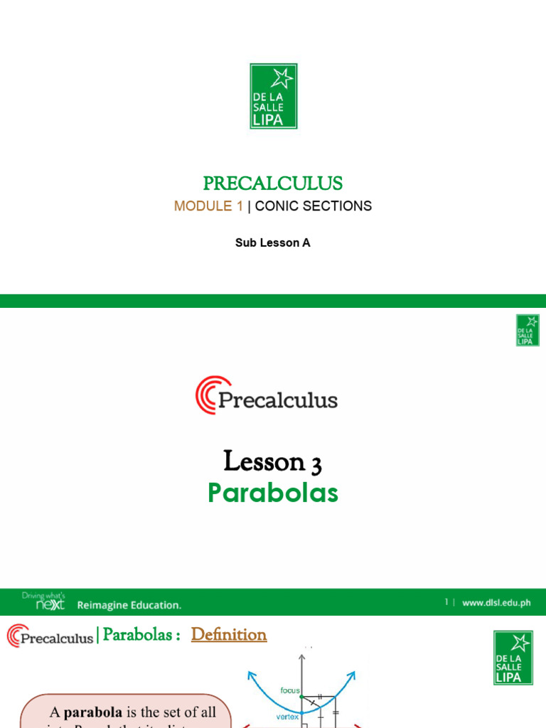 PRECALC - M1 - Lec 03A - Parabolas | PDF | Science & Mathematics PRECALC - M1 - Lec 03A - Parabolas | PDF | Science & Mathematics