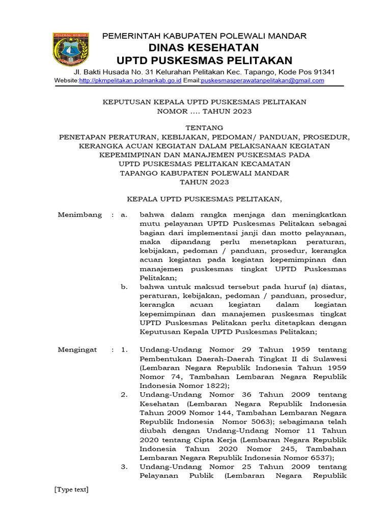1.2.2 SK Pedoman, SOP, Kerangka Acuan Kegiatan KMP | PDF | Pengembangan Diri