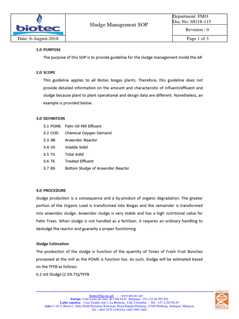 JJG18-115 (FMO SOP Sludge Management) Aug 5 | PDF