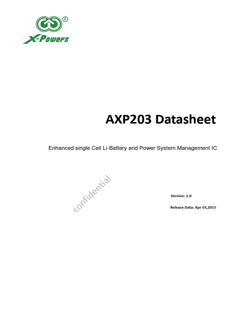 Allwinner AXP203 Datasheet V1.0 | PDF