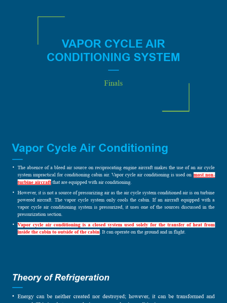 Vapor Cycle Air Conditioning System | PDF