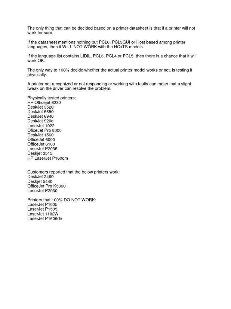 HP Printers List | PDF