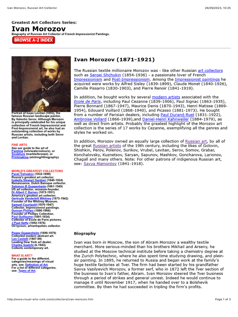 Ivan Morozov, Russian Art Collector | PDF