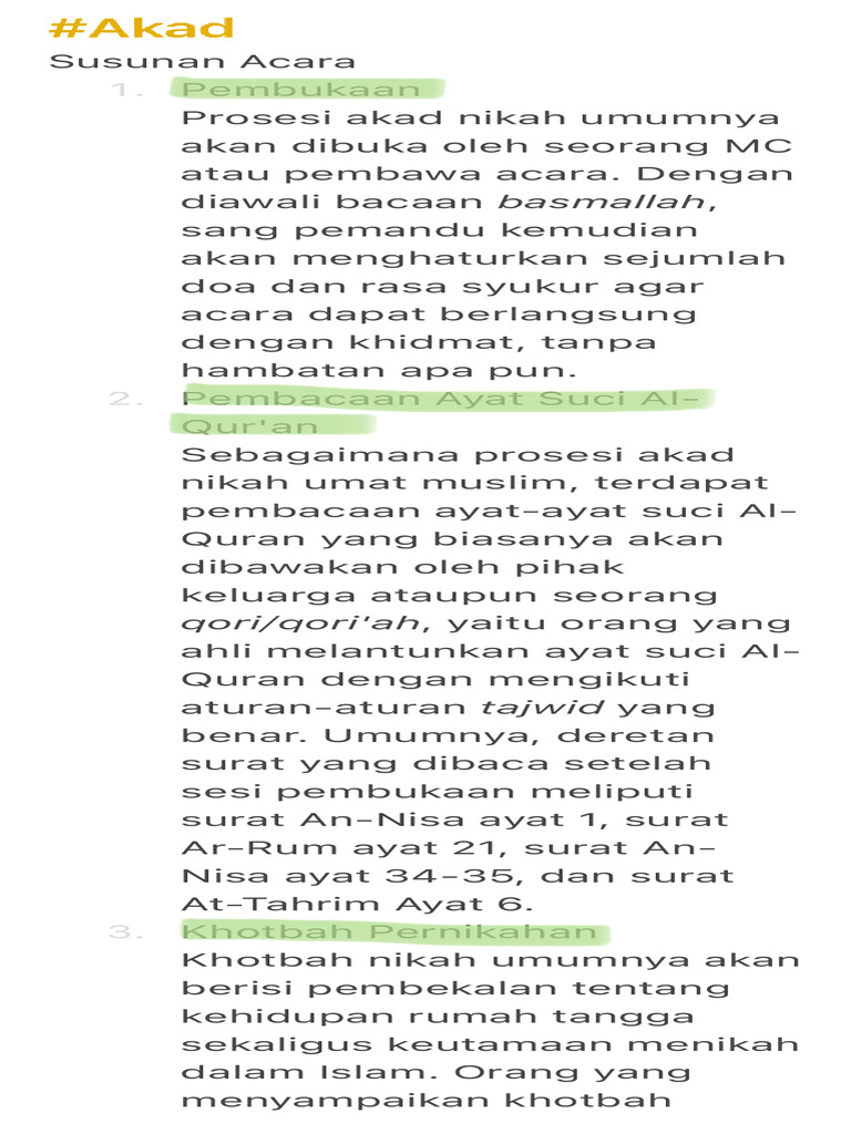 Susunan Acara Akad Nikah | PDF