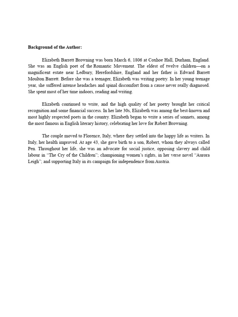 How Do I Love Thee Elizabeth Barrett Browning | PDF | Classics ...