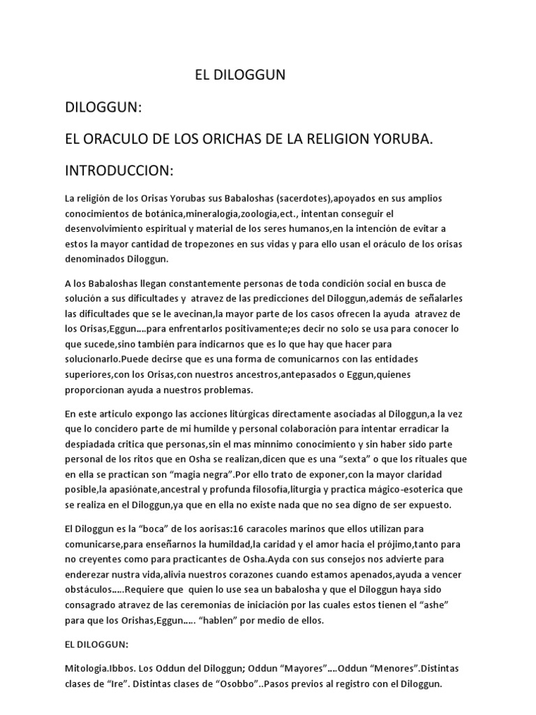 El Diloggun | PDF | Santeria | Creencia religiosa y doctrina