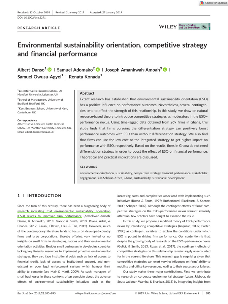 42 Danso - Environmental Sustainability Orientation Competitive Strategy and Financial ...