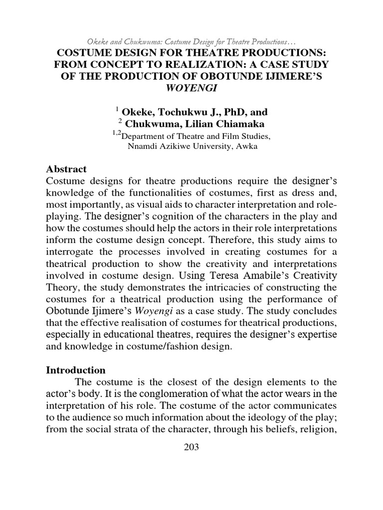 Costume Design in Ijimere's Woyengi | PDF | Art