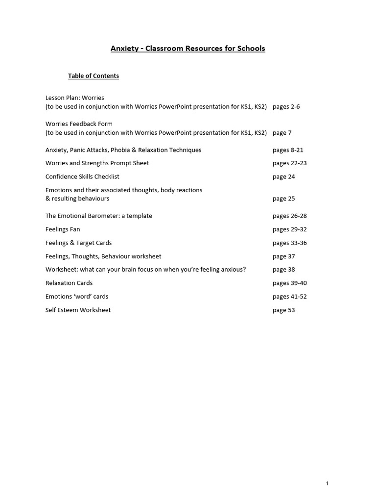 Classroom Resources | PDF | Anxiety | Panic Attack