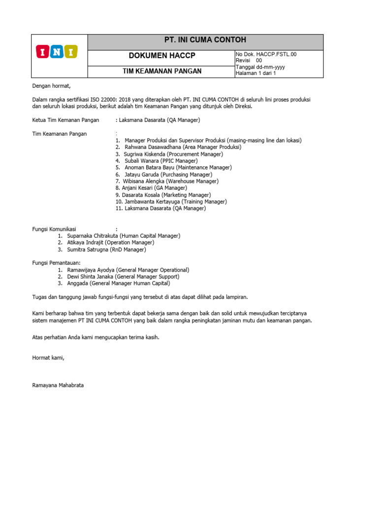 Dokumentasi Haccp | PDF