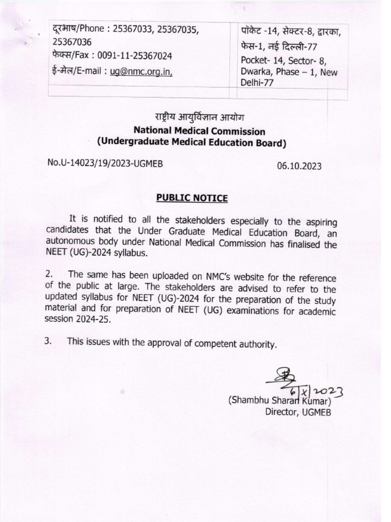 Neet 2024 Syllabus | PDF