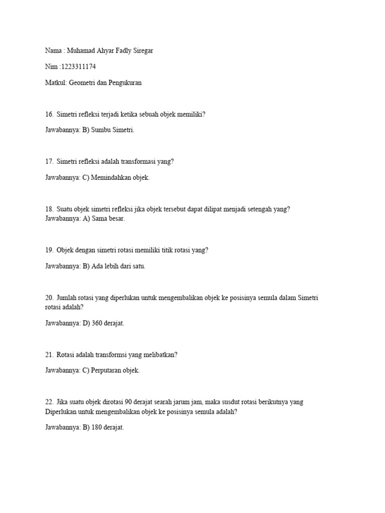 Simetri Refleksi dan Rotasi dalam Geometri | PDF | Metode & Bahan Ajar