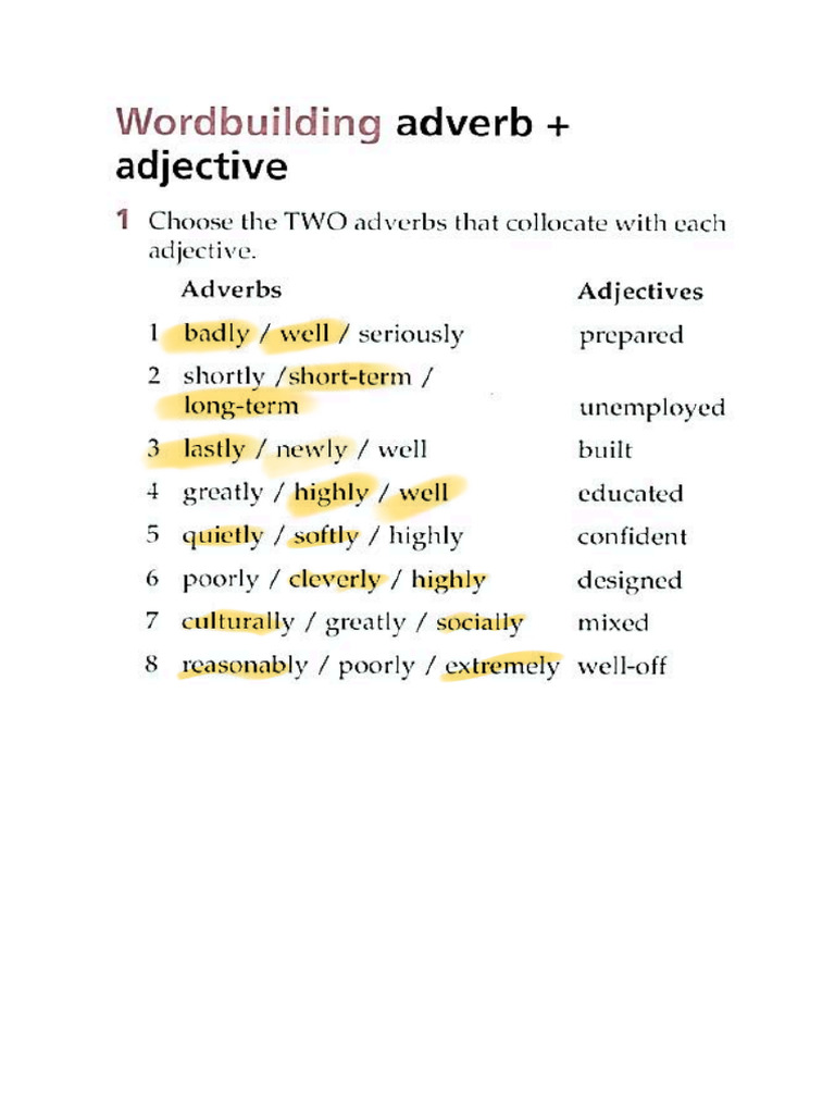 Wordbuilding Adv + Adj | PDF