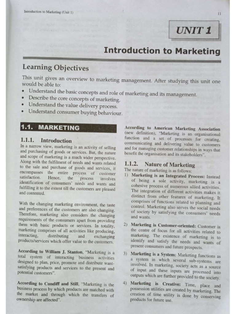 Marketing Management Unit-1 TP | PDF