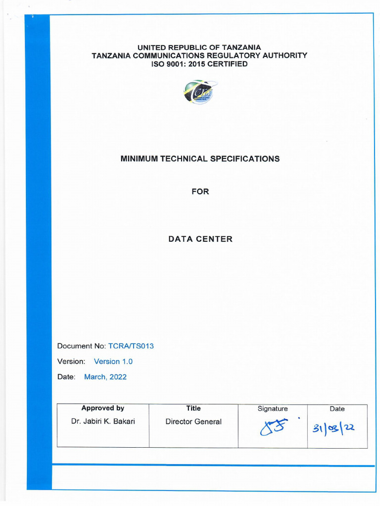 Minimum Technical Specifications for Data Centre_1660567540 | PDF