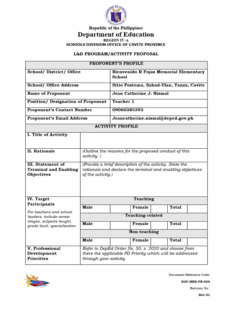 HRD FR 024 REV 01 DOC - PROPOSAL Template | PDF | Computing