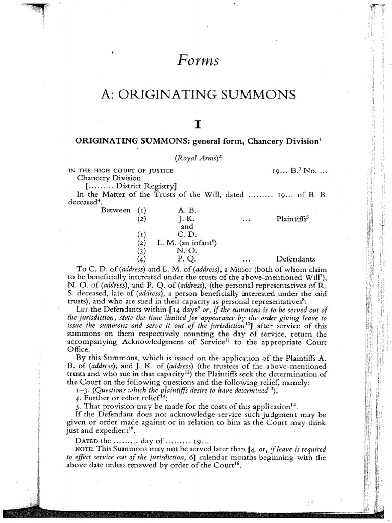 Forms - Originating Summons | PDF