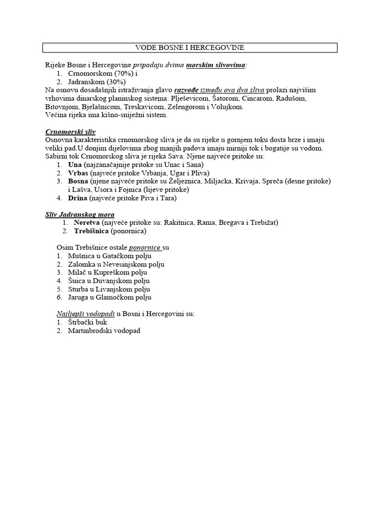 Vode Bosne I Hercegovine | PDF