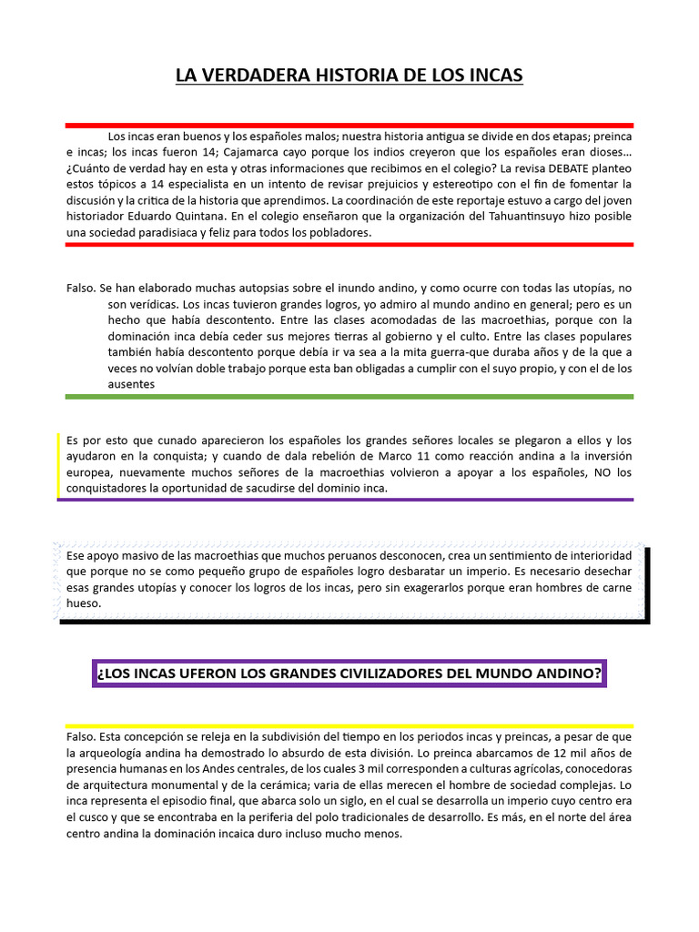 La Verdadera Historia de Los Incas | PDF | Ciencias sociales | Historia