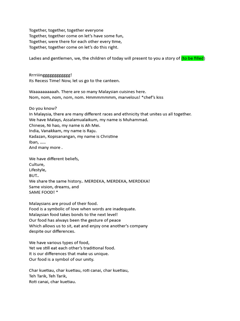 Choral Speaking Script | PDF