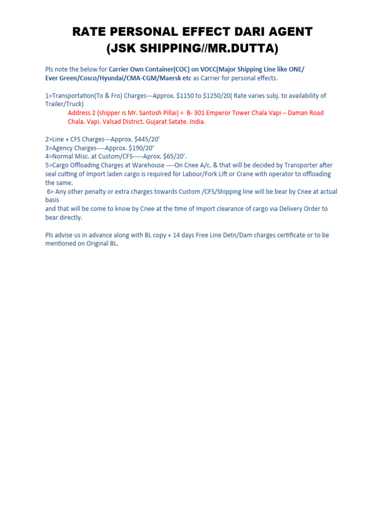 Rate Personal Effect Agent (MR - Santosh) | PDF | Business