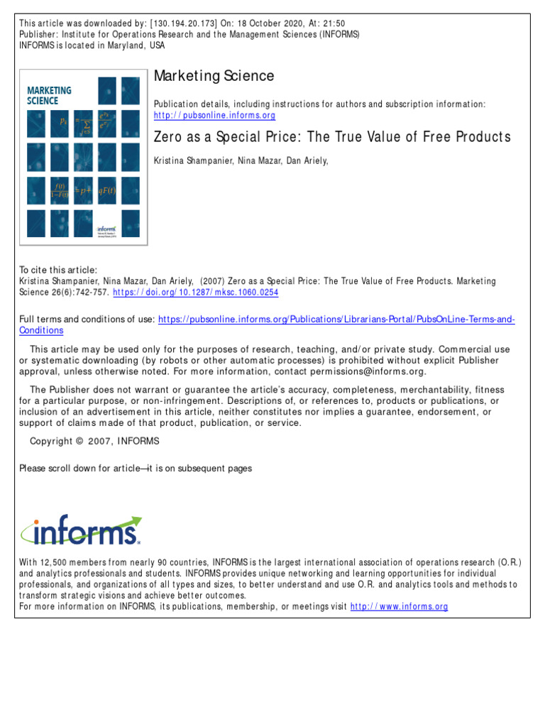 Shampanier-2007-Zero-as-a-special-price-the-tr (ZERO PRICE EFFECT) | PDF