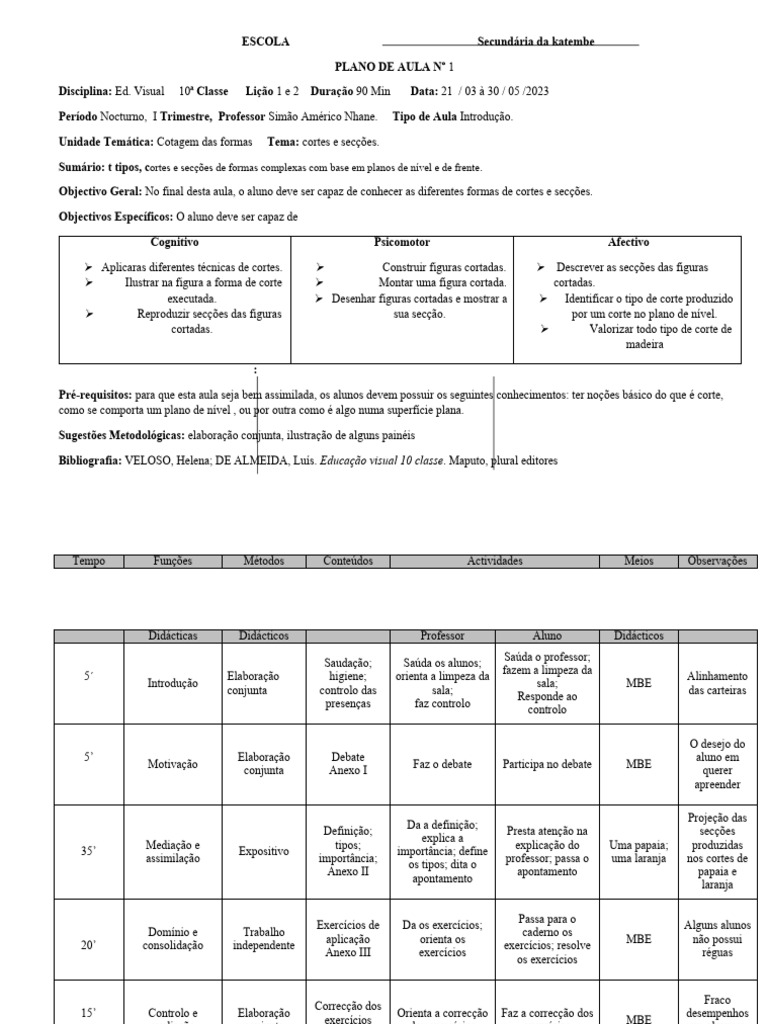 Modelo Do Plano de Aula.-1 | PDF