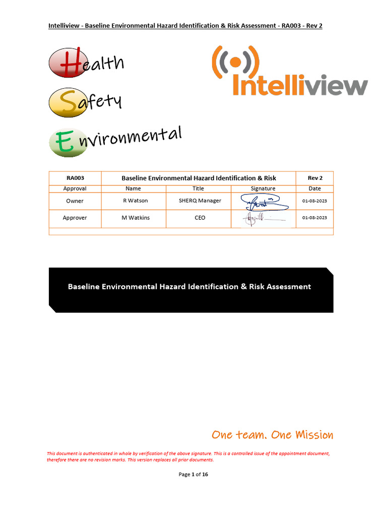 Intelliview - Baseline Environmental Hazard Identification & Risk ...