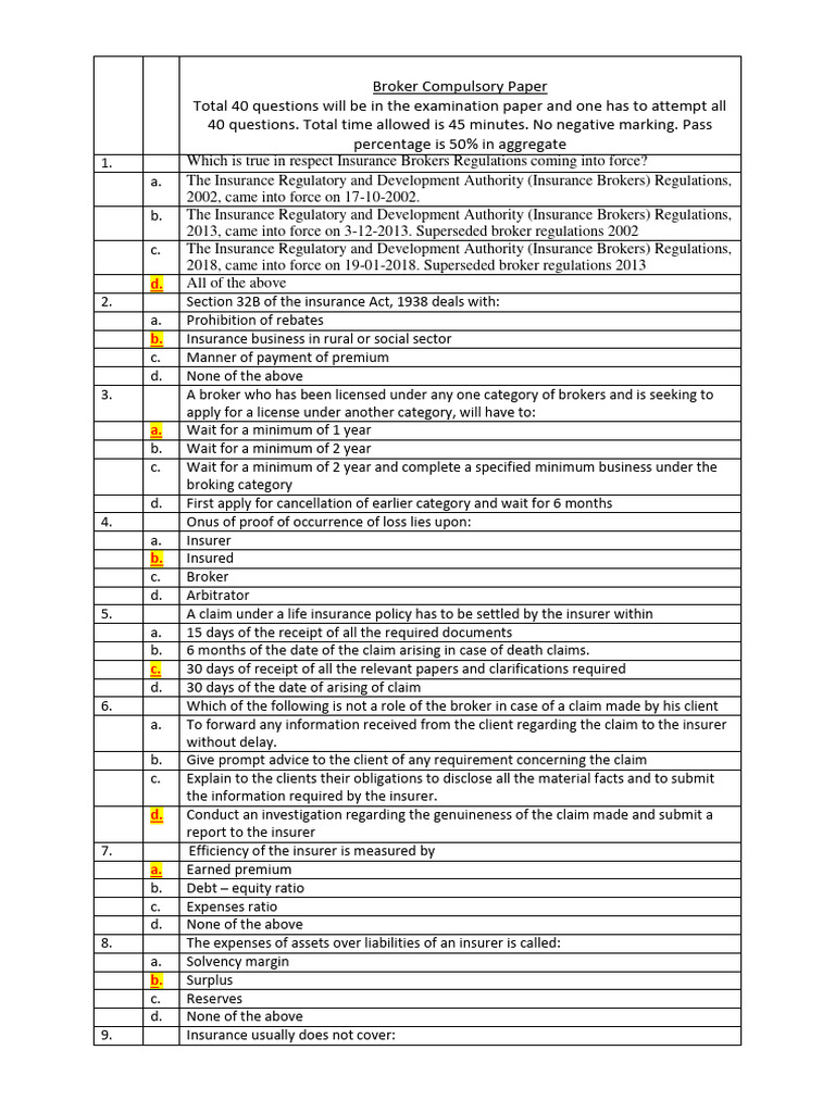 Broker Examination Guidelines | PDF | Law