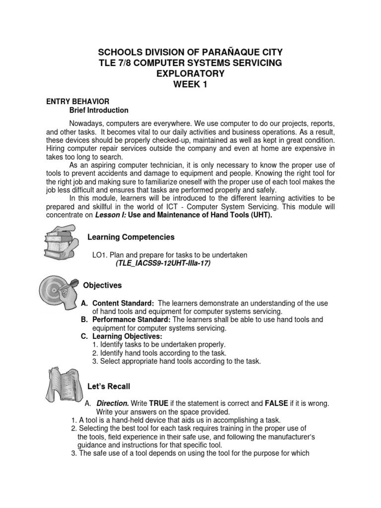 TLE Grade7 8 Module1 Quarter1 Week1 | PDF
