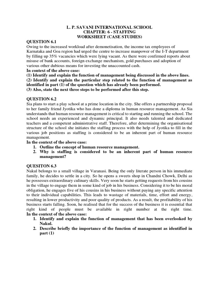 Ch6 Staffing Worksheet | PDF