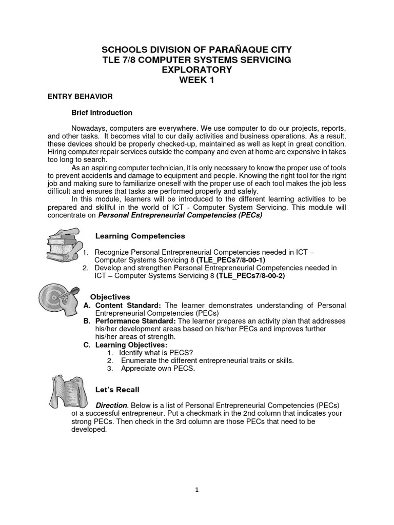 TLE Grade7 8 Module1 Quarter1 Week1-PECS | PDF