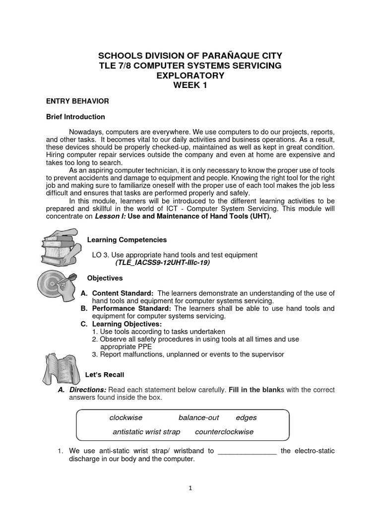 TLE Grade7 8 Module3 Quarter1 Week1 | PDF
