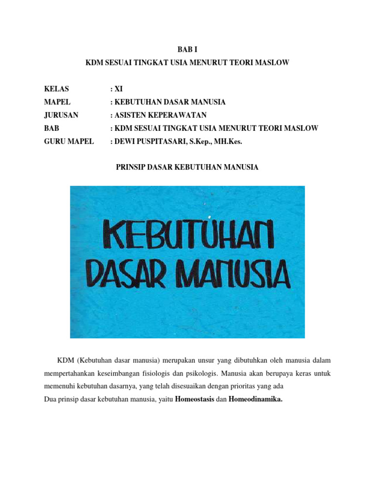 KDM Sesuai Tingkat Usia Menurut Teori Maslow | PDF