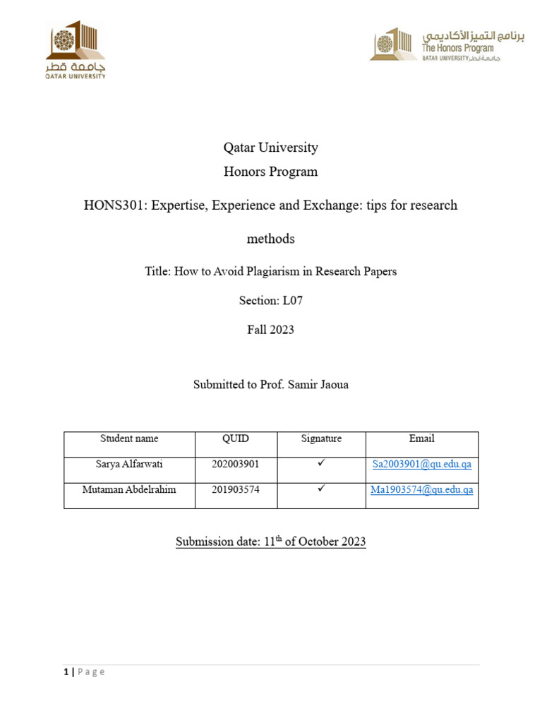 HONS 301 Final Report | PDF