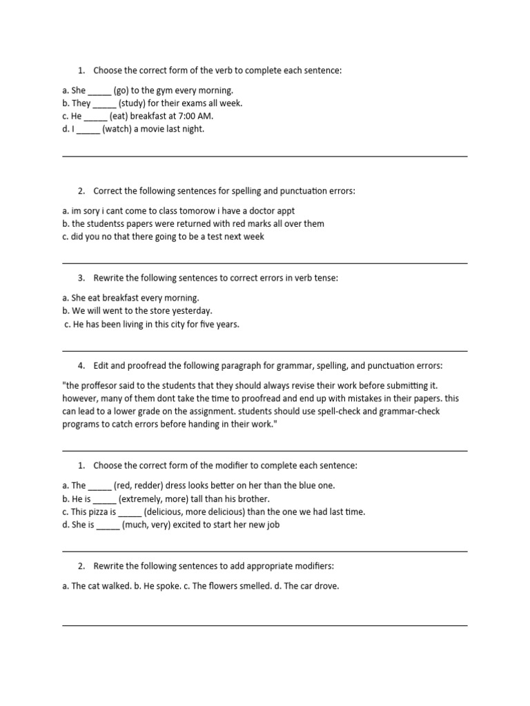 Grammar Worksheet | PDF