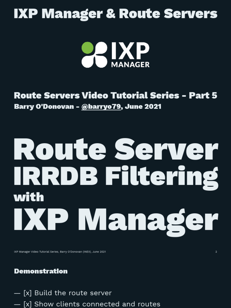 2021 06 IXP Manager Route Servers Tutorial 5of6 | PDF | Computers