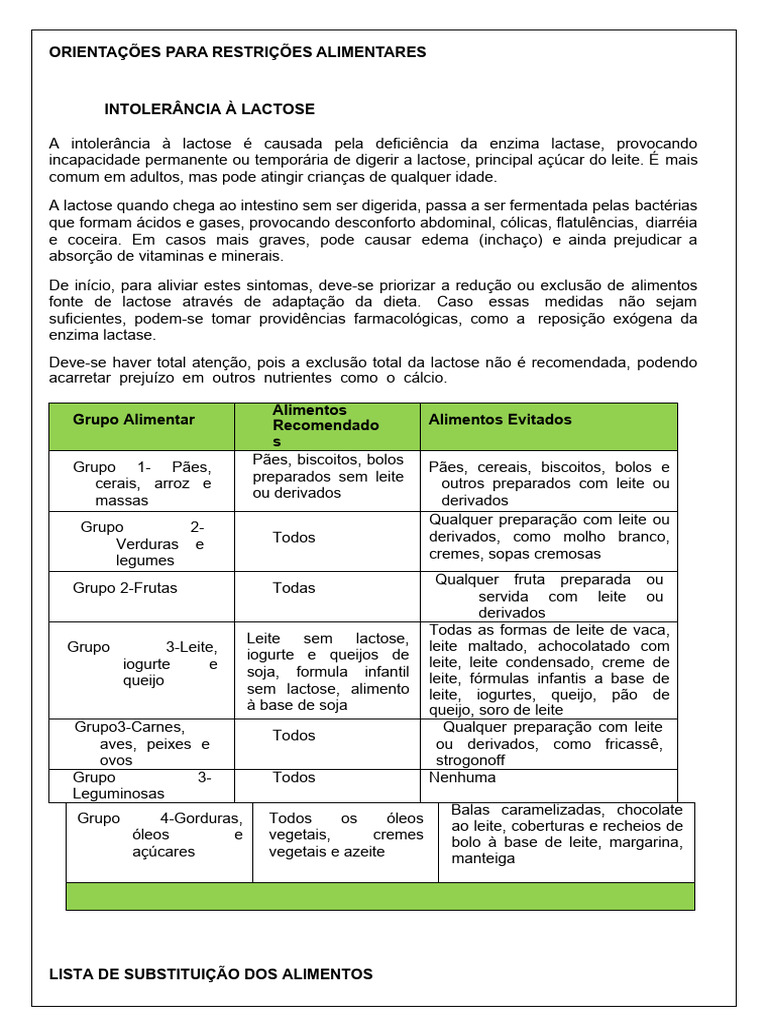 Orientações para Restrições Alimentares | PDF