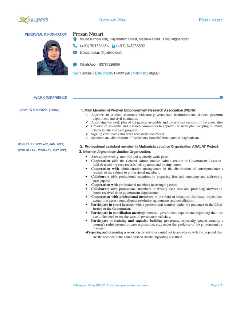 Frozan CV | PDF